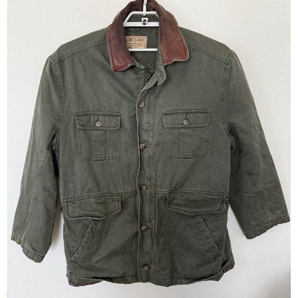 Guess | Jackets & Coats | Vtg Guess Field Jacket Green Leather Corduroy ...